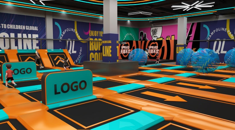 Indoor Trampoline with Zip Line Rock Climb DOM – NinescapeLand